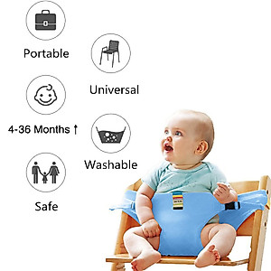 Lychee Harness Seat for High Chair Baby Feeding Safety Seat with Strap, Toddler Booster Harness Belt Portable Dining Seat Strap for Travel Home Restaurant Shopping (Blue)