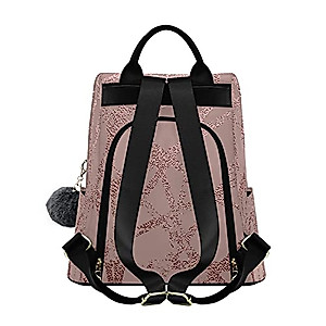 Pink Rose Marble Backpack Purse for Women Girls College School Travel Bag Stylish Casual Daypack Laptop Student Bookbag Anti-theft Computer Bags for Teenager Teen Girls Work Hiking Camping