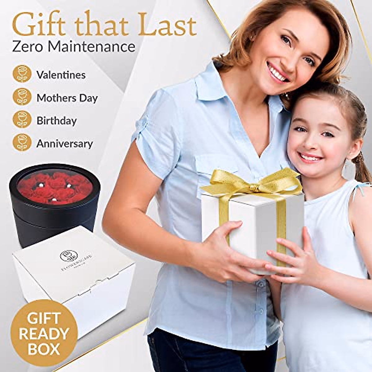 12 Forever Roses in a Box - Preserved Rose Bouquet - Valentines Mothers Day Anniversary Birthday Flowers for Women Mom Wife Girlfriend and Her (Round-Purple)