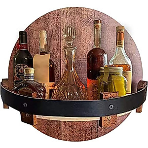 Whiskey Barrel Rack Vintage Wooden Liquor Bottle Display Shelf Kitchen Barware Mini Bar Wall-Mounted Shelves Rack Holders New