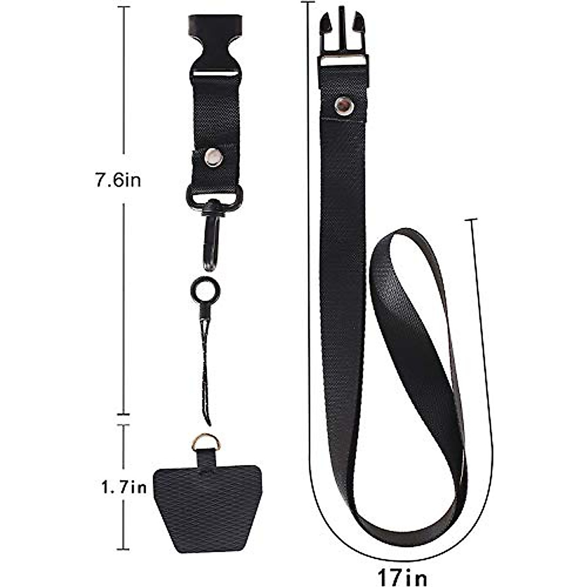 [2 Pack] Cellphone Lanyard Tether, Universal Detachable Neck Strap with Patch for Most Cell Phone Case & iPhone Case (Black+Leopard)