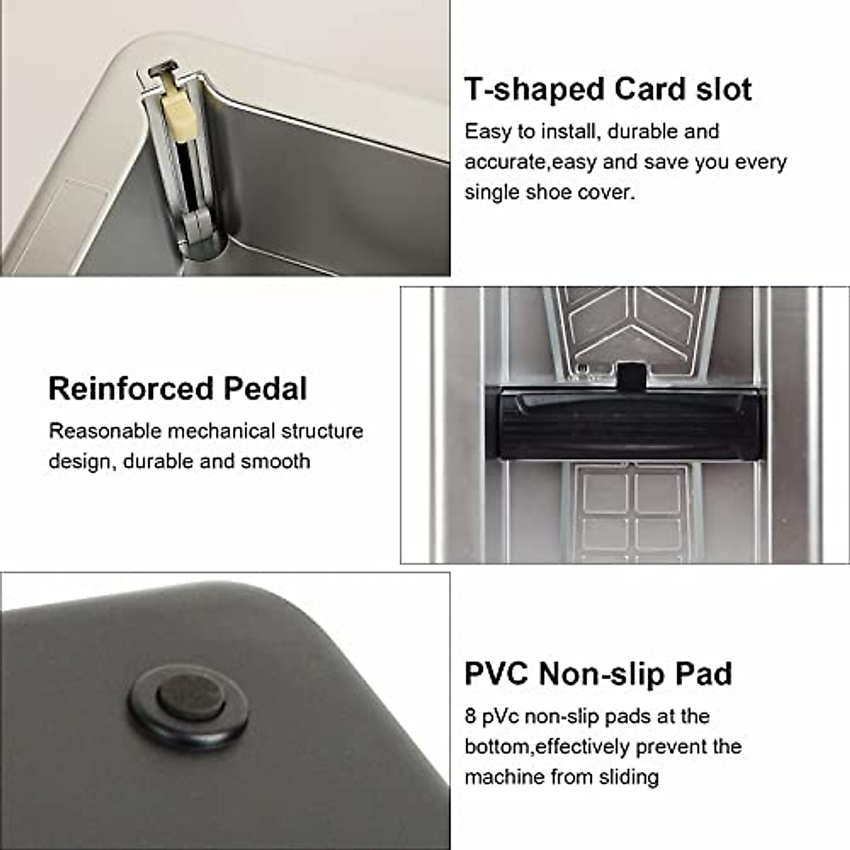 Automatic Shoe Covers Dispenser with Disposable Shoe Covers for Home, Office, Supermarket, Factory, Lab (Silver)