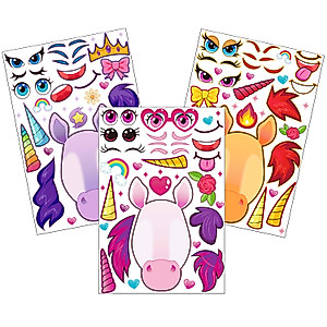 JOYIN 36PCS 9.8"x6.7" Make a face Stickers for Kids, Make Your Own Unicorn Stickers, Party Favors Kids Crafts, Goodie Bags Stuffers for Kids, Classroom Rewards