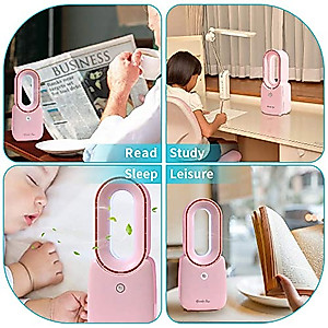 Elyss Desk Fan,Small Table Fan,Air Cooler Fan with 5 LED Lights 4 Wind,Personal USB Bladeless Fan