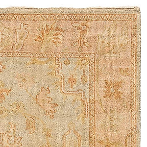 SAFAVIEH Oushak Collection Area Rug - 8' x 10', Soft Green & Rust, Hand-Knotted Traditional Oriental Wool, Ideal for High Traffic Areas in Living Room, Bedroom (OSH112A)