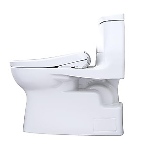 TOTO WASHLET+ Carlyle II One-Piece Elongated 1.28 GPF Toilet with Auto Flush WASHLET+ S7A Contemporary Bidet Seat, Cotton White - MW6144736CEFGA#01