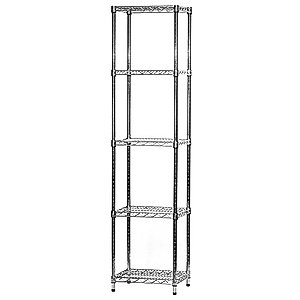 Shelving Inc. 14" d x 18" w x 72" h Chrome Wire Shelving with 5 Shelves