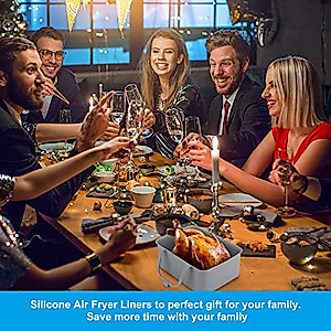 10QT Air Fryer Silicone Liners for Ninja，2Pcs Rectangular Airfryer Silicone Accessories Long Handle, Reusable Airfryer Pot Replacement Baking Tray Basket for Ninja DZ401 DZ550 Foodi 10 Quart