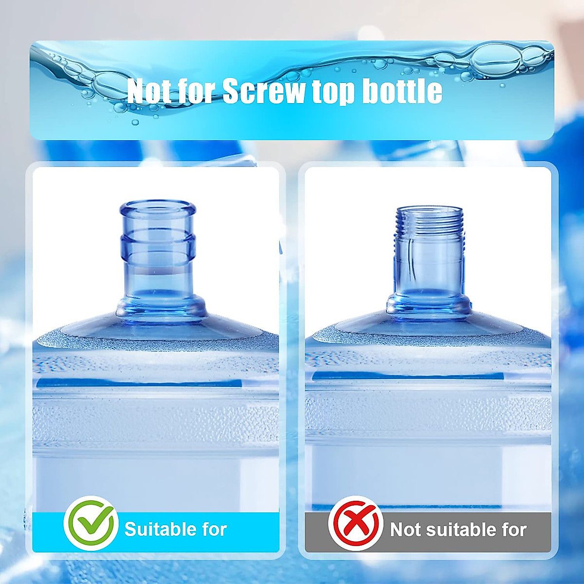 3 & 5 Gallon Water Jug Cap Replacement Non Spill Bottle Caps Anti Splash Peel Pack of 20