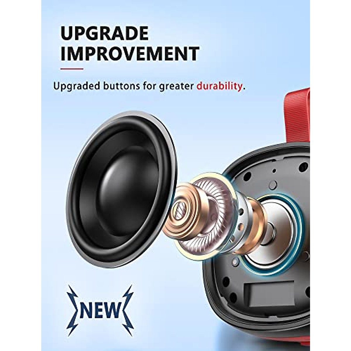 Updated Shower Speaker, IPX7 Waterproof Portable Bluetooth Speakers with Stereo Pairing, Wireless for Bike Kayak Pool Beach Outdoor