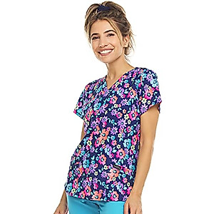 MediChic Scrubs Stretch Printed Scrub Top from XXS to 3X