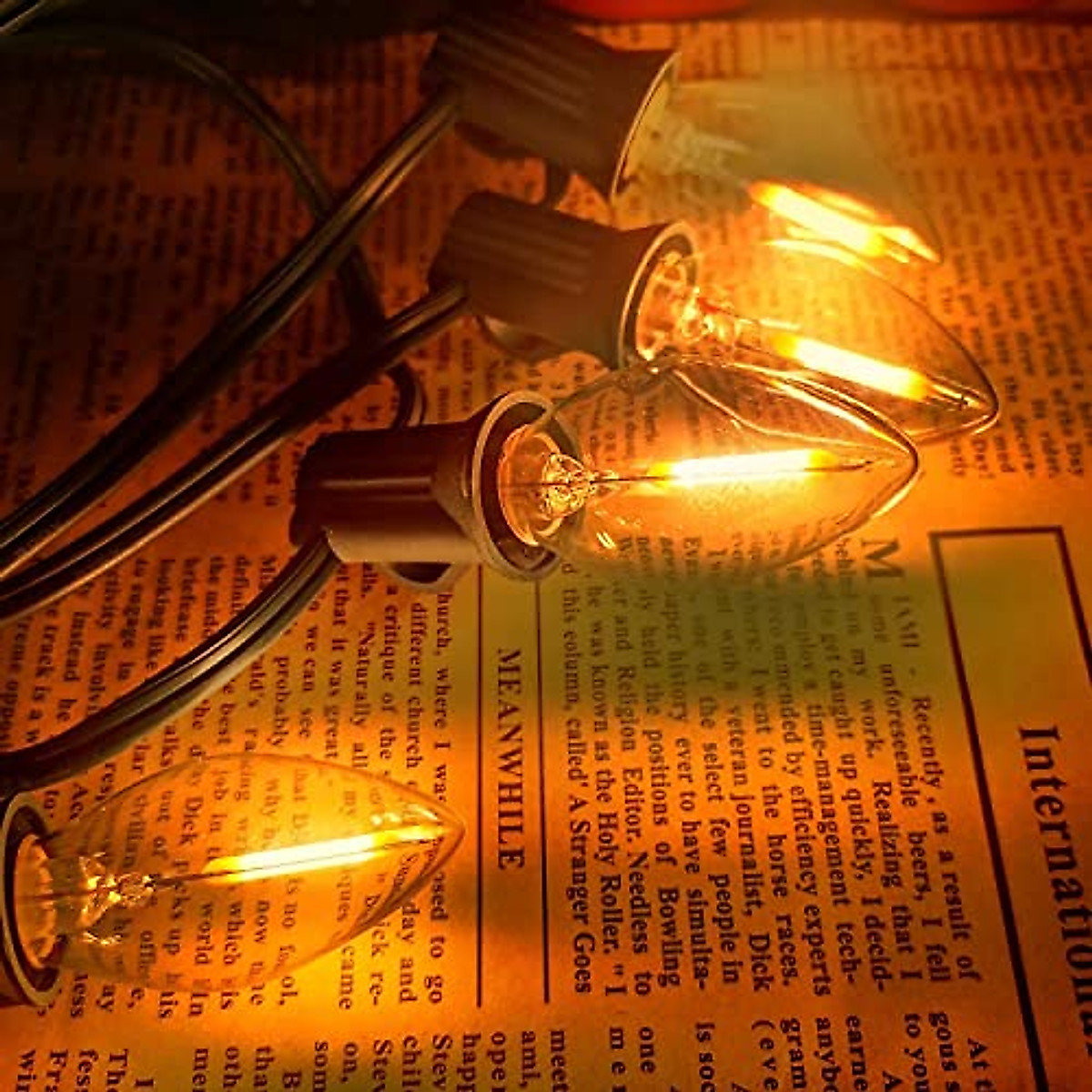 C7 LED Replacement Christmas Light Bulb, 25 Pack C7 Shatterproof LED Bulbs for Christmas Outdoor String Lights, E12 Candelabra Base, Commercial Grade Holiday Bulbs, Warm White