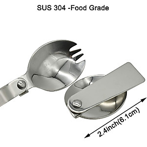 Maydahui Folding Spoon and Fork SUS 18/10（304）Stainless Steel Salad Spork Portable for Thermos and Travel (Pack of 6)