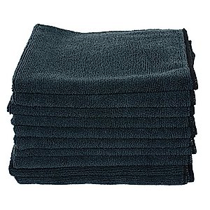 Real Clean 16x16 300GSM Premium Black Microfiber Towels (Pack of 10)