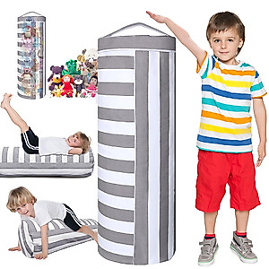 UVIAHOMI Stuffed Animal Storage Bean Bag Cover for Kids, Bean Bag Stuffed Animal Storage for Boys and Girls - Organize, Sit, Play, Box Help Promote Comfort - X-Large, Cylinder, Premium Cotton Canvas