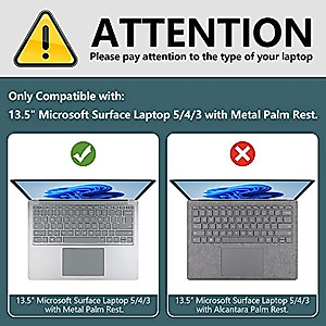 Batianda Premium Protective Case for 13.5 inch Microsoft Surface Laptop 5 4 3 with Metal Palm Rest - Slim Design with Superior Impact Resistance & Keyboard Cover & Screen Protector, Bling Clear