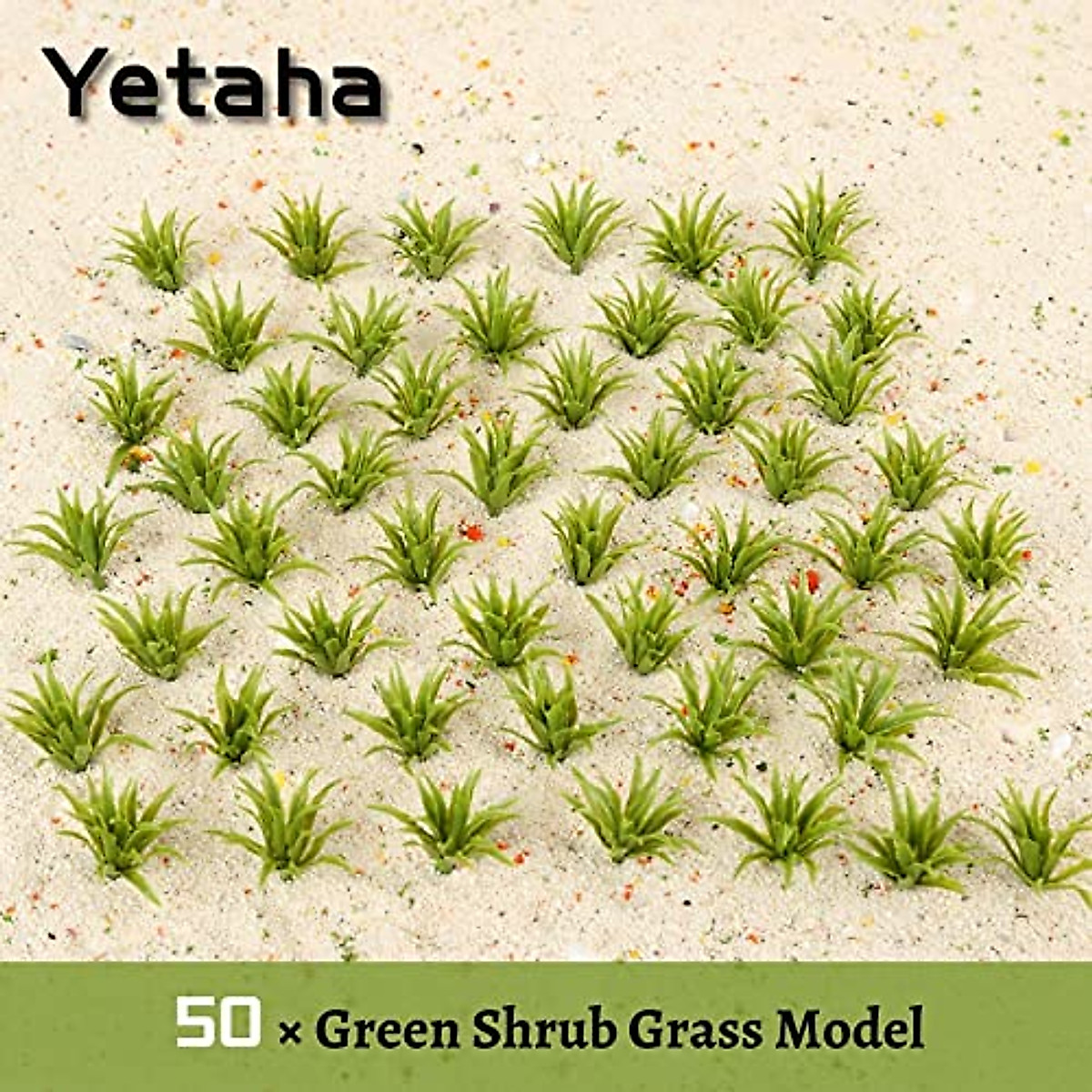 Yetaha 50pcs Green Shrubs Bush Model, Aritificial Plants, Railway Wargame Park Diorama Scenery HO 3.5cm, Architecture Model Railroad Scenery
