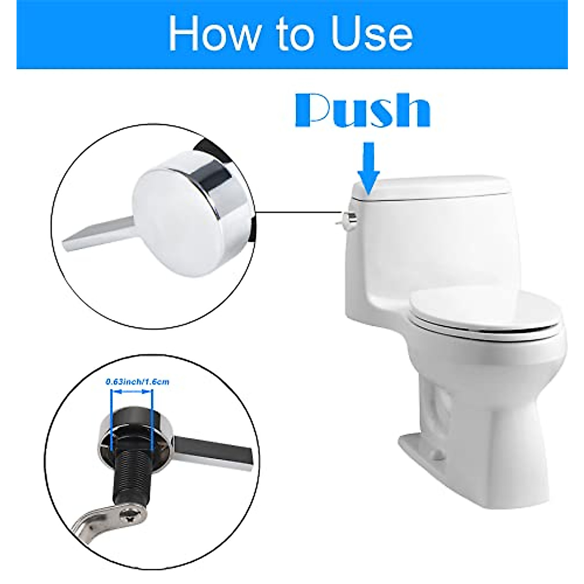 Toilet Flush Lever Handle Replacement, Universal Side Mount Toilet Tank Flush Lever Fit for Kohler Trip Lever, Polished Chrome (Side Mount)