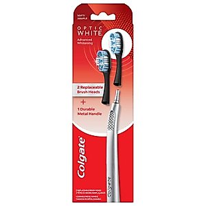 Colgate Keep Optic White Replaceable Head Toothbrush Starter Kit, 2 Brush Heads