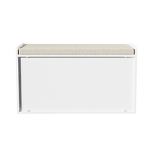 WARMHONIU Shoe Storage Bench with 2 Drawers & 2 Door Cabinet, Entryway Bench with Shoe Storage, Shoe Bench with Cushion, Adjustable Shelves, Shoe Rack Bench for Entryway, Hallway, Bedroom, White