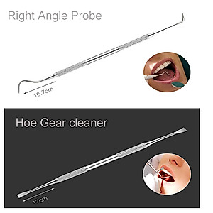 AGGICE Dental Tools, 7 Pack Teeth Cleaning Tools Kit, Tartar Plaque Remover for Teeth, Dentist Tool Kit with Stainless Steel Dental Mirror, Tooth Scraper, Dental Picks, Tweezer and Oral Torch…