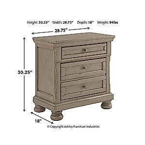 Signature Design by Ashley Lettner Modern Traditional 2 Drawer Nightstand, Light Gray