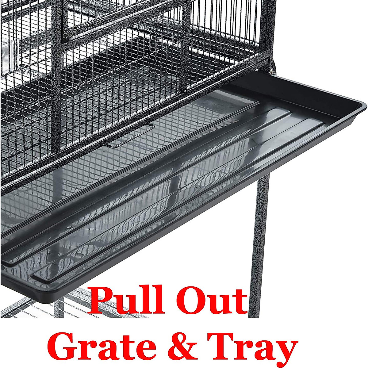 54" Large Double 3-Levels Small Animals Critters Wrought Iron Chew Proof Cage Center Slide Out Divider Tight 1/2-inch Bar Spacing Removable Rolling Stand Ferret Squirrel Chinchilla Rat Mouse