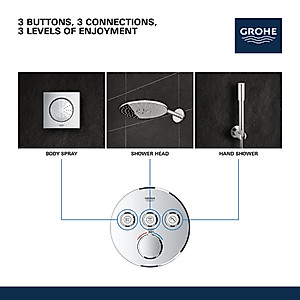 GROHE 29138EN0 Grohtherm Triple-Function Shower Thermostatic Valve Trim Kit, Brushed Nickel Infinity Finish