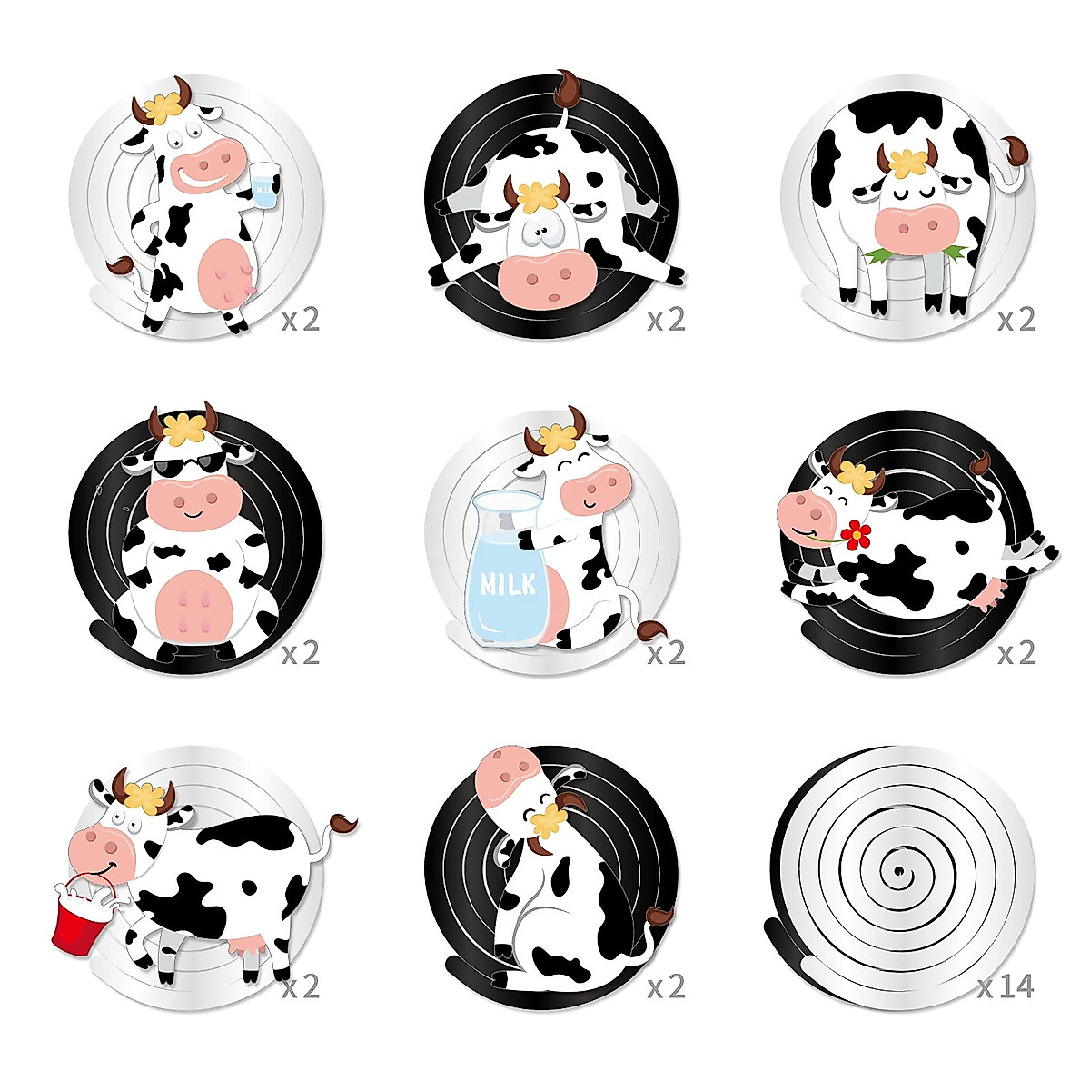 Kristin Paradise 30Ct Cow Hanging Swirl Decorations, Farm Animals Party Supplies, Cow Print Birthday Theme Decor for Boy Girl Baby Shower, Moo 1st Bday Favors Idea