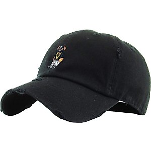 KBSV-197V BLK2 Masked Bear Dad Hat Baseball Cap Polo Style Unconstructed Adjustable Vintage