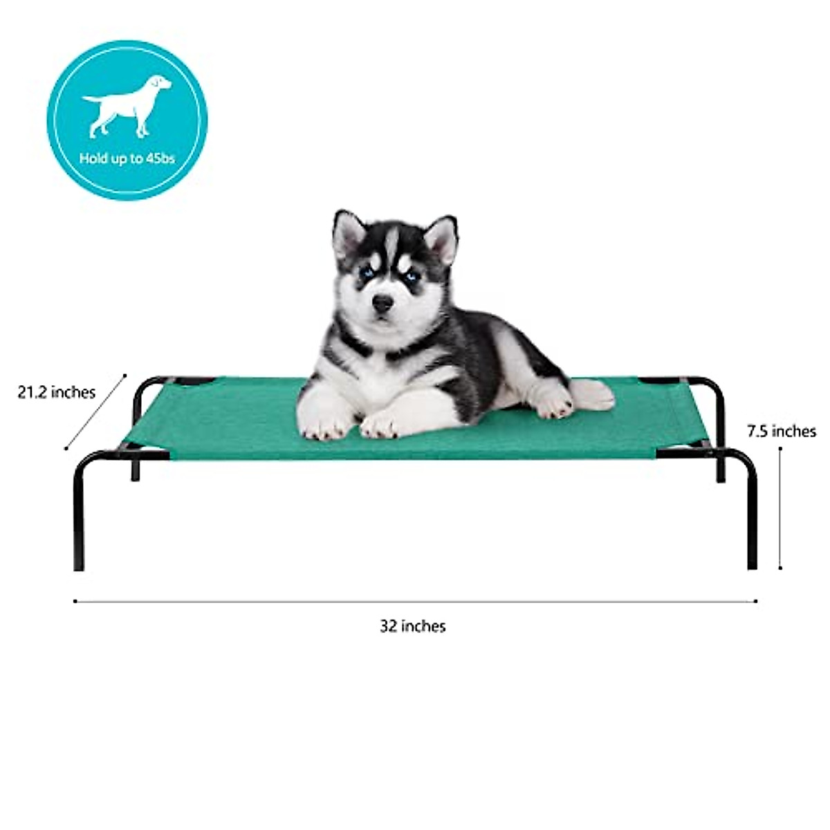 Elevated Dog Bed Cooling Dog Cat Cot Indoor Outdoor Waterproof Pet Bed Portable Raised Pet Cot for Small Medium Dogs Cats, Green