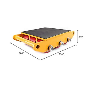 15T/33000lb Machinery Mover Heavy Duty Steel Machinery Mover Dolly Cargo Trolley with 9 Roller Wheels 360° Degree Rotation Cap, Industrial Machine Skates (Orange)