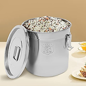 NG NOPTEG 21L Stainless Steel Airtight Canister for Kitchen, Rice Cereal Grain Canisters Container for Household Kitchen Food Bean Flour Oil Sugar Milk Cookie Storager Bucket w/Handles+Lid