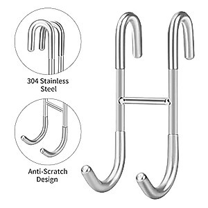 Brynnl 2 Pack Shower Door Hooks, Towel Hooks for Bathroom Frameless Glass Shower Door, Shower Squeegee Hooks, Silver