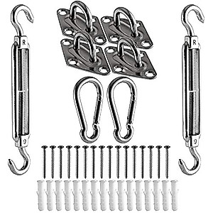 Asani Rectangle Sun Shade Sail Mounting Kit | Patio Cover, Outdoor Sunshade Canopy | Weather Resistant Metal Hardware | Covering for Deck, Garden, Porch, Backyard (Mounting Hardware)