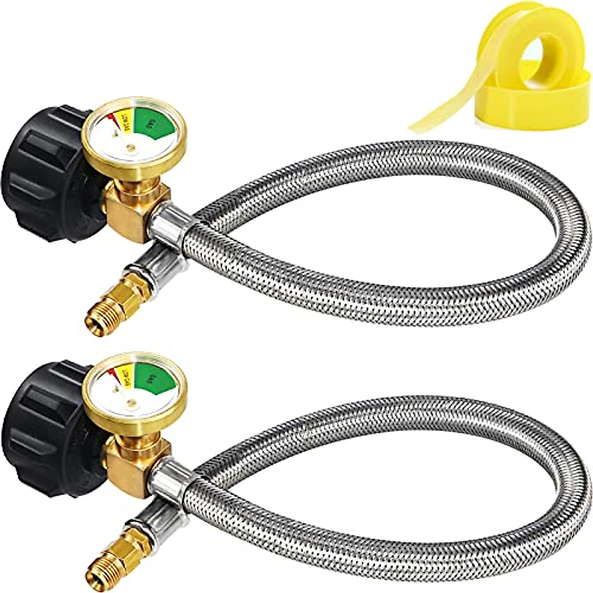 Reliable 1/4" RV Propane Hose with Gauge - CSA Certified, 2 Pack