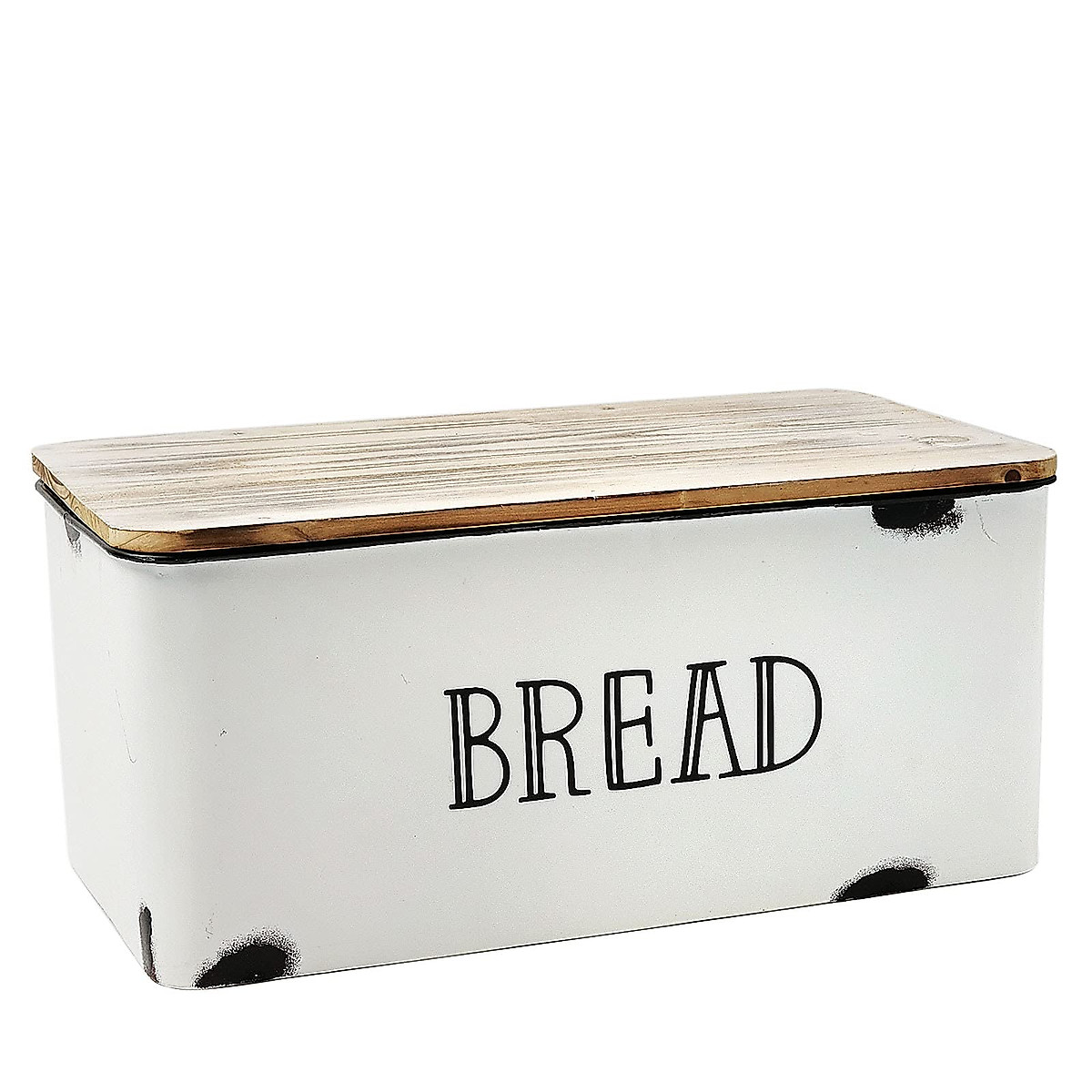 AVV Farmhouse Bread Box for Kitchen Countertop Metal White Loaf of Bread Storage Container Large Vintage Bin Retro Rustic Counter Breadbox