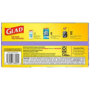 GLAD ForceFlex Tall Drawstring Trash Bags, 13 Gallon White Trash Bags for Tall Kitchen Trash Can, Mediterranean Lavender with Febreze Freshness to Eliminate Odors, 40 Count