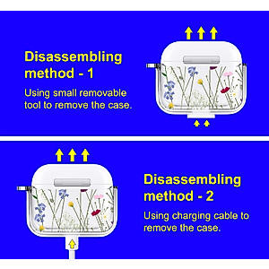 MOSNOVO Case for Airpods 3rd, Protective Clear Case with Shockproof Dual Layer Hard Luxe Metal Ring Designed for AirPods 3rd Generation - Floral Garden