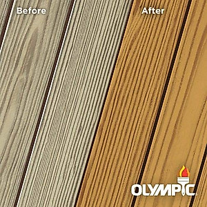 Olympic Stain Elite Wood Stain Woodland Oil Transparent Stain and Sealant in One Low VOC, Mountain Cedar, 1 Gallon (434267)