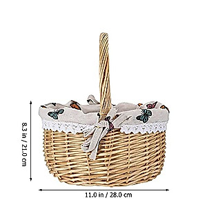 UXZDX 1 Hand Woven Picnic Basket Wicker Woven Flower Storage Basket Portable Household Basket
