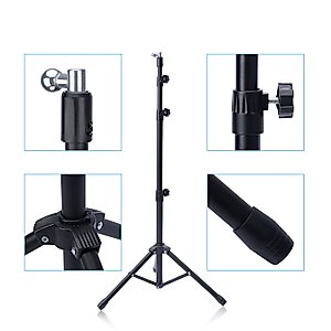 T-SIGN IPad Tripod Stand, Reinforced Foldable Floor Tablet Stand, Height Adjustable 360° Rotating Mount for All 7 to 12 Inches Tablets, Carrying Case, Phone Holder, Bluetooth Remote Control