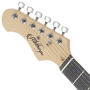 Ashthorpe 39-Inch Left Handed Electric Guitar (Black-Black), Full-Size Guitar Kit with Padded Gig Bag, Tremolo Bar, Strap, Strings, Cable, Cloth, Picks