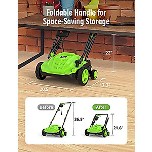 SWIPESMITH 13-Inch 12 Amp Electric Dethatcher Scarifier, 2-in-1 Lawn Dethatcher with Two Safety Switches, 4-Position Depth Adjustment, Scarifier with Foldable Handle, for Lawn, Garden, Yard