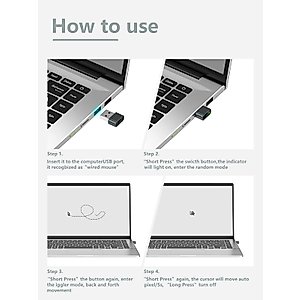 Geyes Mouse Jiggler, Undetectable Mouse Mover Device Has Two Swing Modes Jiggle and Multi-Track,Keeps for Computer/Laptop Awake, Driver-Free, Plug-Play with USB-C Adapter (Metal Black)