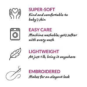 Baptism Gift for Baby Girl, Soft Pink Cotton Quilt Embroidered with 9 Bible Verses for Baby Shower, Christening, Dedication, Granddaughter, Goddaughter, Etc.