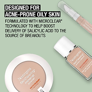 Neutrogena SkinClearing Mineral Acne-Concealing Pressed Powder Compact, Shine-Free &amp; Oil-Absorbing Makeup with Salicylic Acid to Cover, Treat &amp; Prevent Acne Breakouts, Nude 40, 38 oz (Pack of 2)