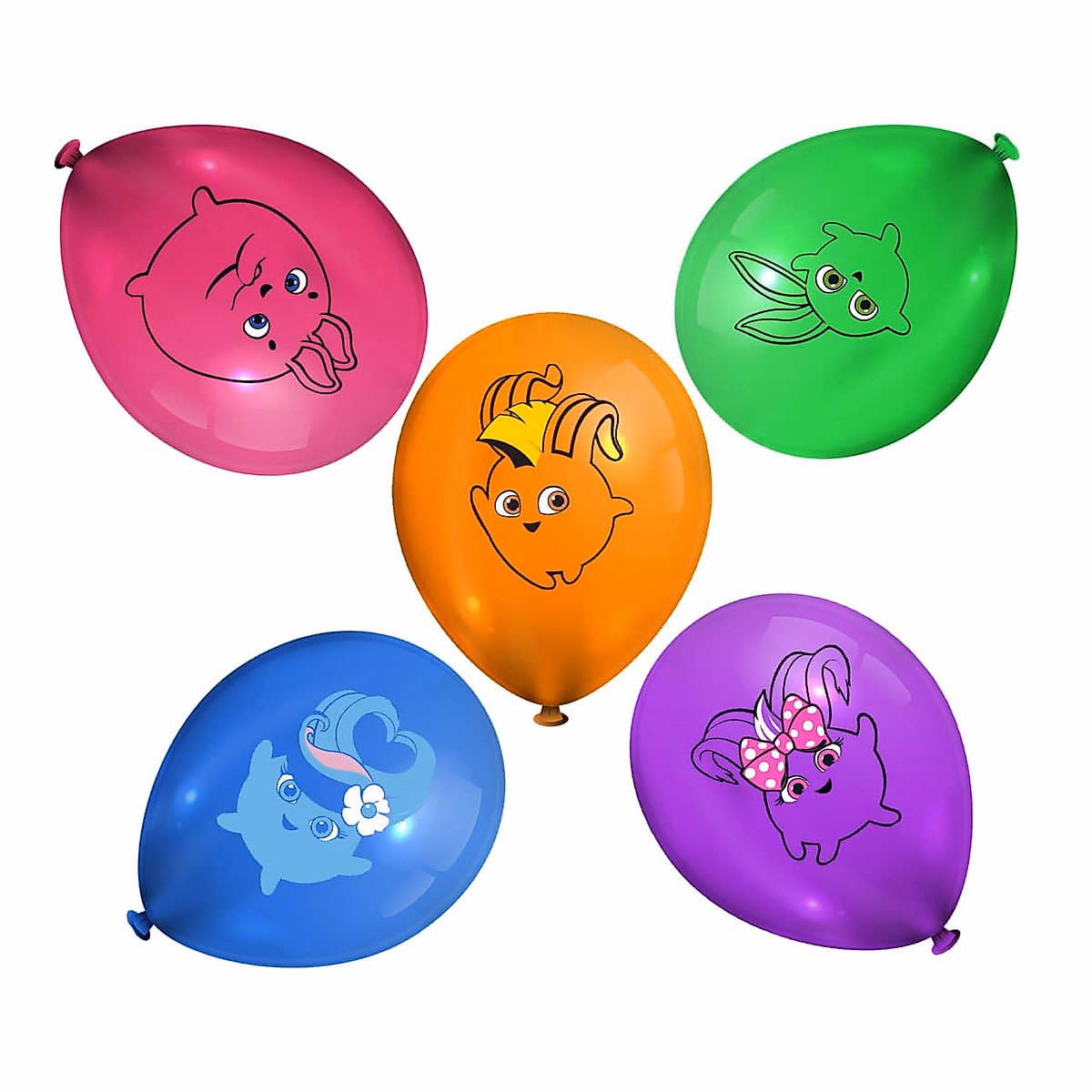 5 Pcs Cartoon Sunny Bunnies Latex Balloons - Hop into Fun and Festivity!