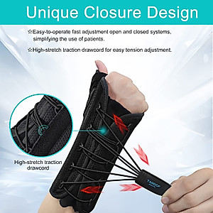 TANDCF bestlife Unisex Universal Wrist Lacer Thumb Spica Splint for Carpal Tunnel Syndrome & De Quervain’s Syndrome,Adjustable Night Wrist Thumb Support Brace with Splints Right Hand For Women & Men,Great for Tendonitis,Arthritis,Wrist Pain,Sprain,Sports