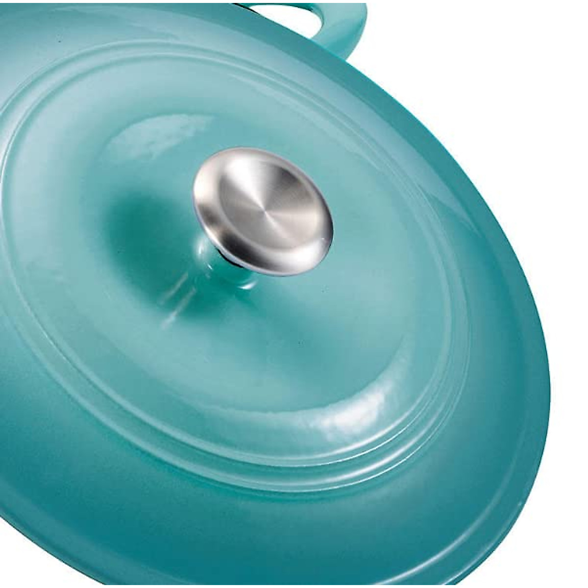 7-Quart Enameled Cast Iron Round Dutch Oven with Lid | Premium Cooking Pot | Enamel Coating Inside and Out | Wide handles and large stainless steel knob, simmering pot (Ocean with Silver Knob)